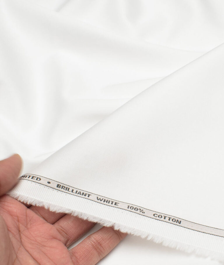 Ruby Mills Men's Cotton Solids Unstitched Shirting Fabric (White)